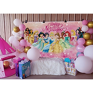 Pink Princess Backdrop Girls 1st 2nd Happy Birthday Party Backdrop Princess Fantasy Fairy Tale Party Photography Decoration Background 7x5ft