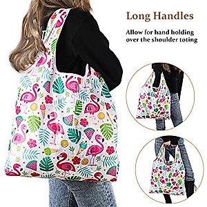 6 Pieces Reusable Grocery Bag with Storage Pouch, Washable Foldable Lightweight Durable Waterproof Shopping Bag Tote Grocery Bag (Fresh Pattern)