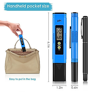 PH Meter, 0.01 High Accuracy Pocket Size with 0-14 PH Testing Range PH Tester, Digital PH Meter for Water, Water Meter for Hydroponics, Drinking Water and Pool