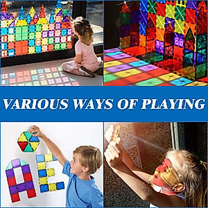 NVHH 100PCS Magnetic Tiles Blocks for Kids Ages 3-5 4-8,STEM Learning Educational Preschool Magnet Building Toys for Toddlers,Christmas Birthday Gifts Toys for 3 4 5 6 7 8+ Year Old Boys Girls
