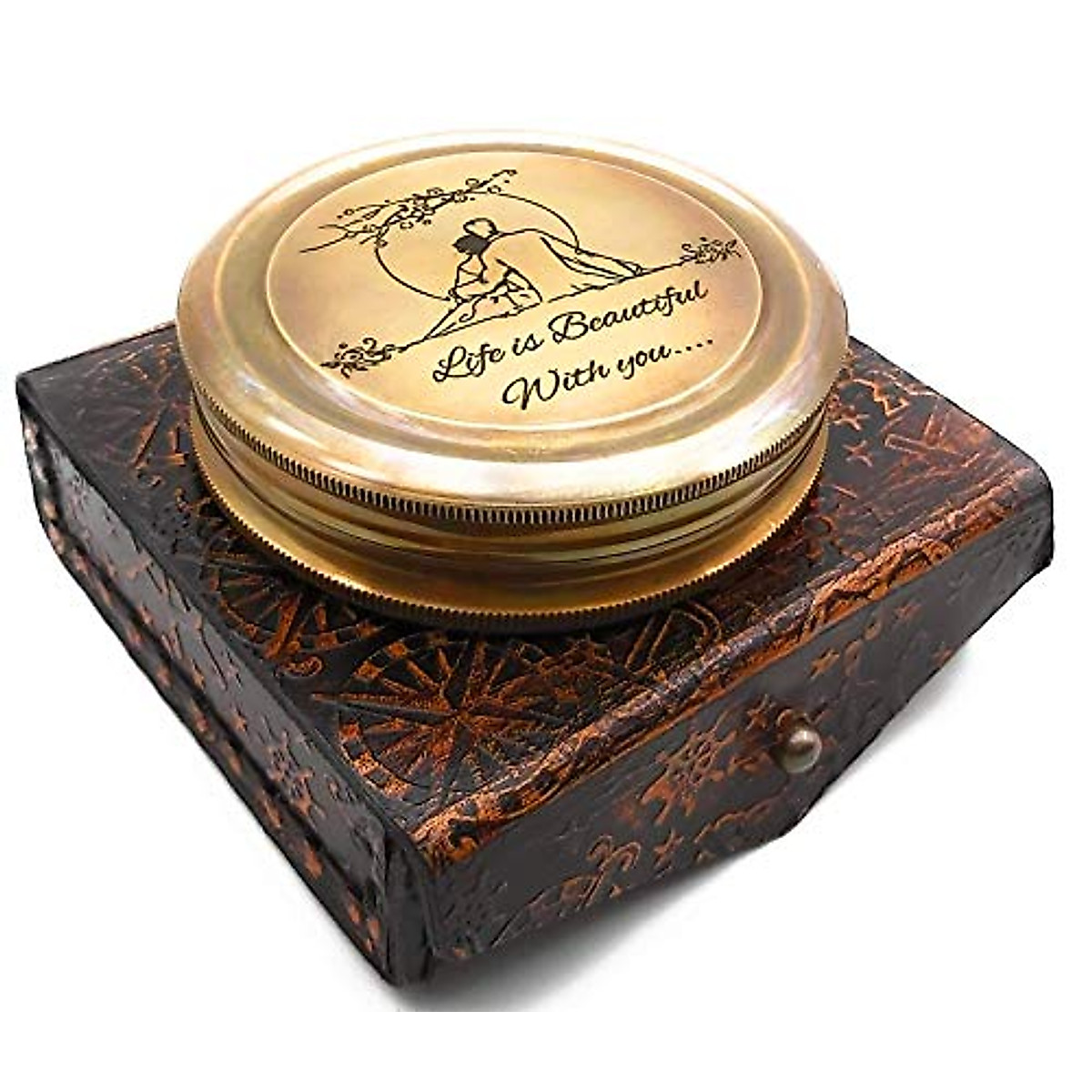 Life is beautiful with you Engraved compass, E E cumings poem engraved working compass, Anniversary, birthday, love, Sorry, Valentines day, Keepsakes, old memories, Love momentos, Unusual gift