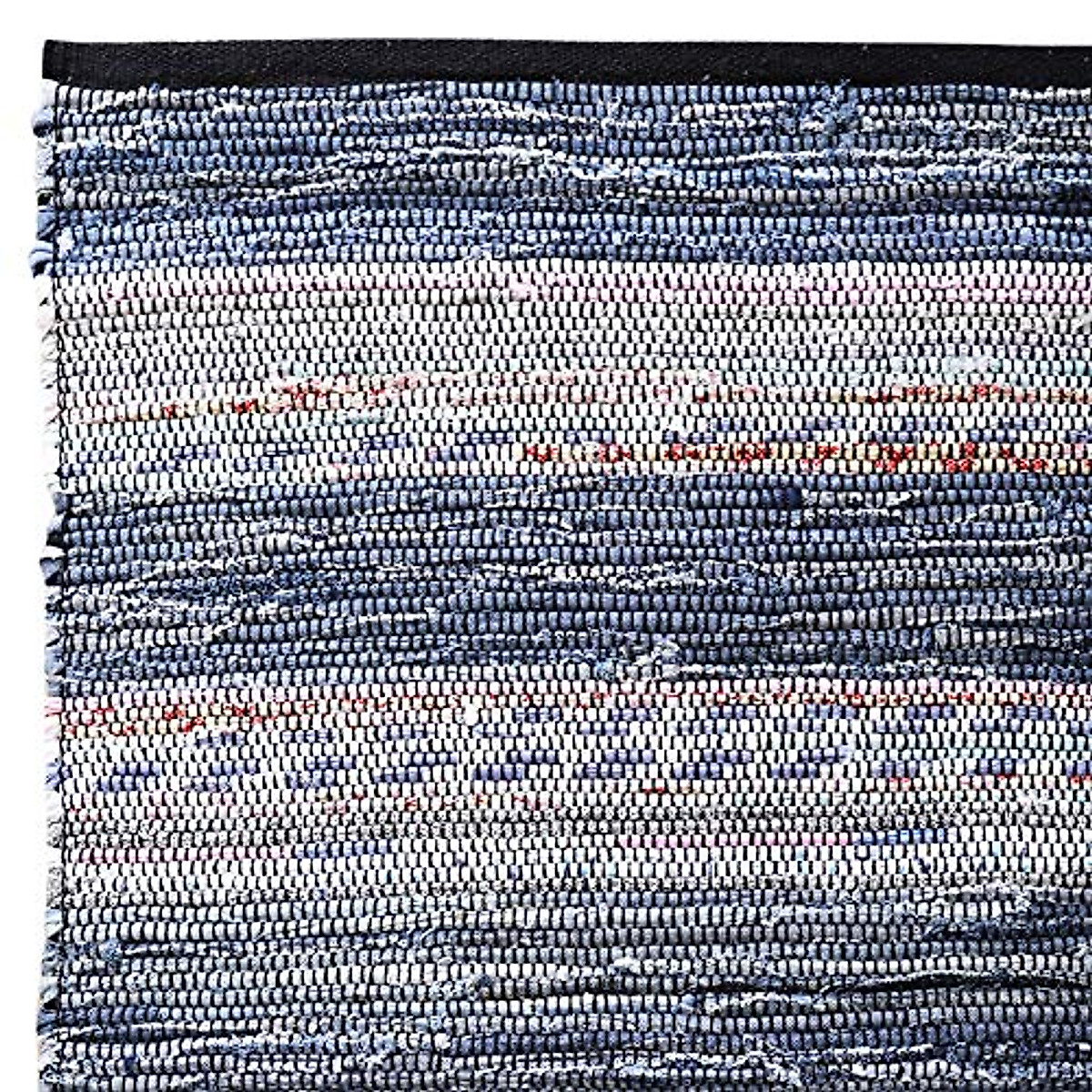 100% Cotton Rag Rug 24x36 - Multicolor Denim Chindi Rug - Hand Woven & Reversible for Living Room Kitchen Entryway Rug - Multi Color