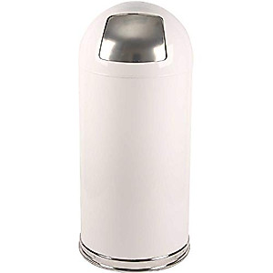 Witt Industries 15DTWH Steel 15-Gallon Standard Dome Top Indoor Waste Receptacle with Galvanized Liner, Round, 35" Height, White