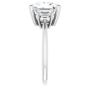 JEWELERYIUM 3 CT Princess Colorless Moissanite Engagement Ring, Wedding Bridal Ring, Eternity Sterling Silver Solid Diamond Solitaire 4-Prong Anniversary Promise Ring for Her (7)