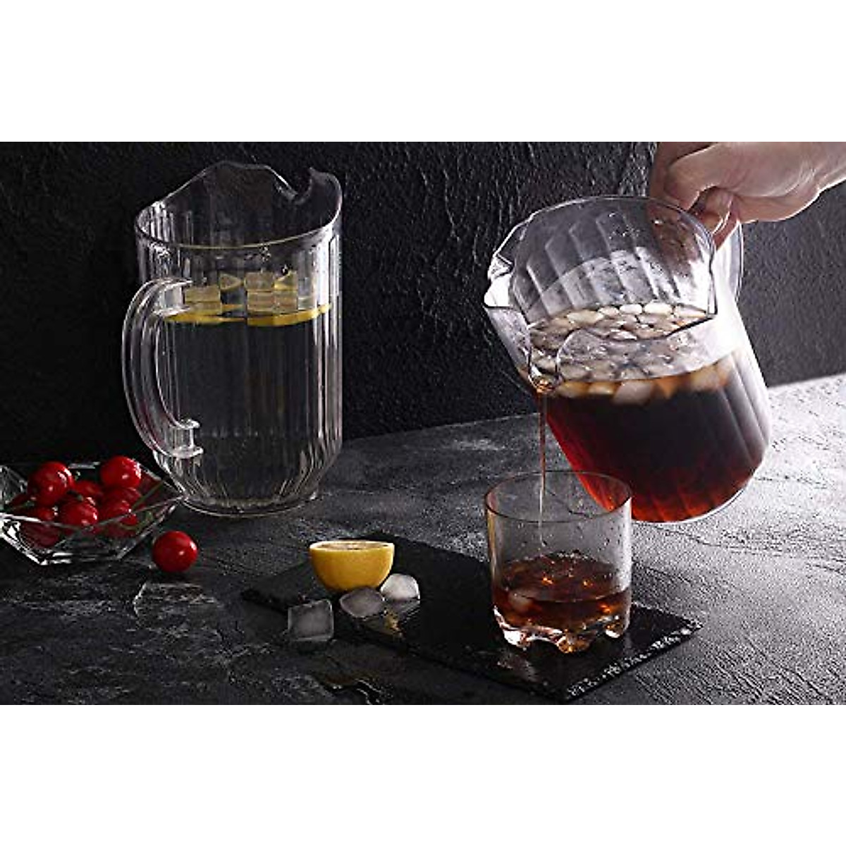 New Star Foodservice 46236 Resturant-Grade Polycarbonate Plastic Water Pitcher with 3 Spouts, 60 oz, Clear, Set of 12