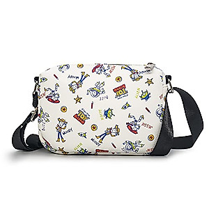 Disney Bag, Cross Body, Rectangle, Toy Story Character Doodles Collage, Multi Color, Vegan Leather