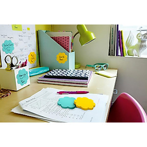 Post-it Super Sticky Notes, 3x3 in, 2X the Sticking Power, Daisy Shape, Assorted Colors, (7350-DSY)