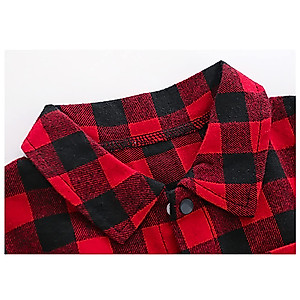 AGQT Toddler Boys Christmas Romper Red Plaid Suit Long Sleeve Xmas T-Shirt Jumpsuit Gentleman Formal One Piece Bodysuit Outfit (Red and Black Grid, 12-18 Months)