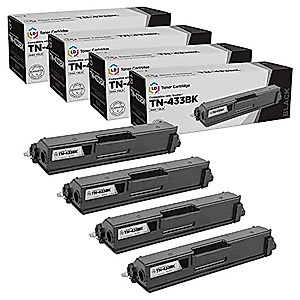 LD Compatible Toner Cartridge Replacement for Brother TN433BK High Yield (Black, 4-Pack)