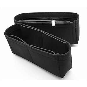 Lckaey Bag Organizer Insert for Classic Flap Medium bag Shaper Purse Insert - Premium Handbag Felt Organizer 2009black-M
