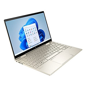 HP ENVY x360 Convertible 2-in-1 Laptop, 13.3" FHD Touchscreen Corning Gorilla Glass NBT 1000nits, Intel Quad-Core i7-1165G7, 8GB DDR4 RAM, 256GB PCIe SSD, Pale Gold, Windows 11, BROAG 64GB Flash Drive