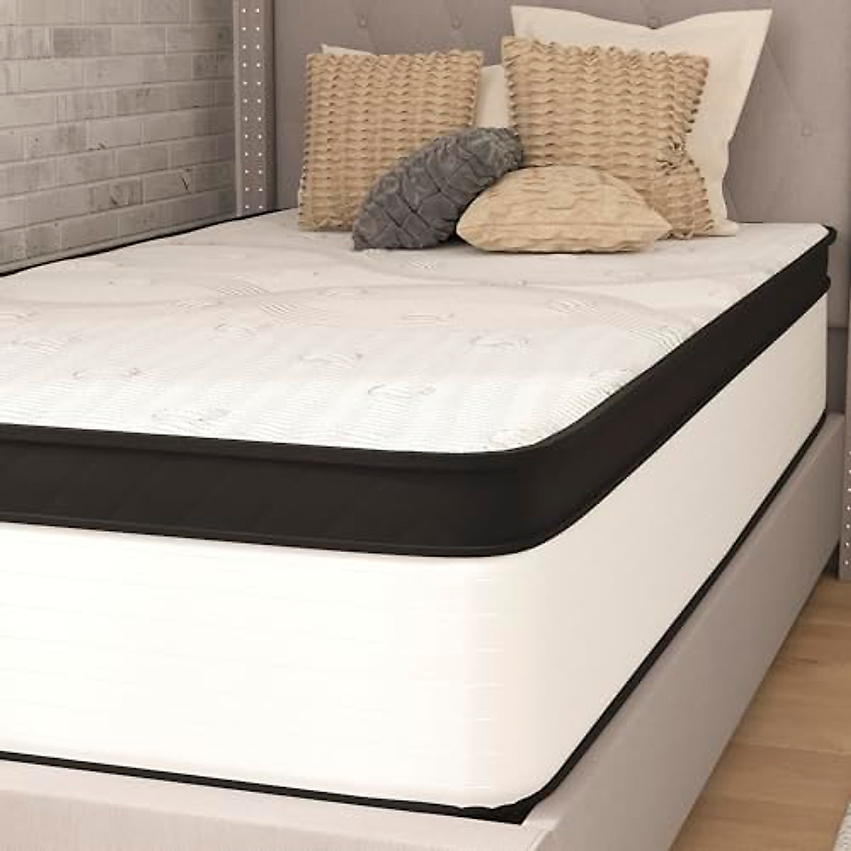 Flash Furniture Capri Comfortable Sleep Firm 12 Inch CertiPUR-US Certified Hybrid Pocket Spring Mattress, Extra Firm Feel, Durable Support, Twin Mattress in a Box,White