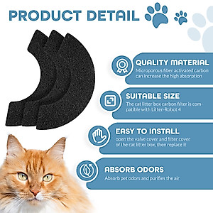 Hoolerry 12 Pcs Carbon Filters Compatible with Litter-Robot 4 Activated Charcoal Replacement Cat Litter Box Filters to Absorb Remove Odors from Pets and Keep Home Fresh