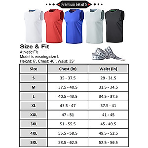 Liberty Imports Pack of 5 Men's Stretch Cool Dry Muscle Tank Tops Athletic Crewneck Sleeveless Workout Shirts (White/Red/Blue/Gray/Black, XX-Large)