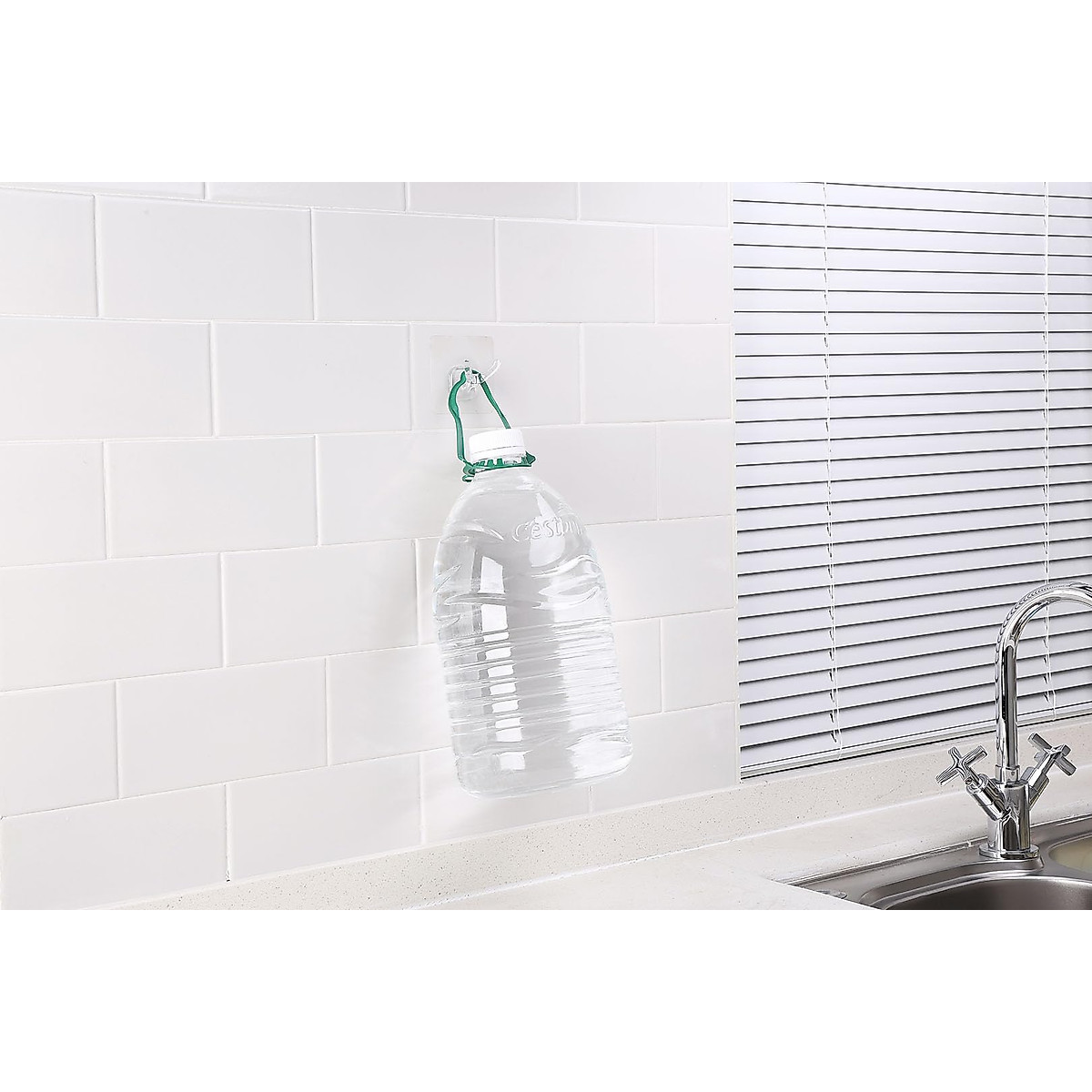 COLINCH Heavy Duty Waterproof Adhesive Wall Hooks, Double Hook Design for Razor Holder, Sticky Bathroom Hooks. 4 Pcs - Clear