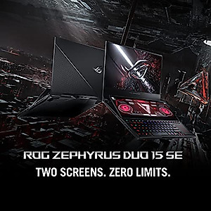 ASUS ROG Zephyrus Duo SE 15 Gaming Laptop, 15.6” 300Hz IPS Type FHD Display, NVIDIA GeForce RTX 3060, AMD Ryzen 9 5980HX, 16GB DDR4, 1TB PCIe SSD, Per-Key RGB Keyboard, Windows 10 Home, GX551QM-ES96