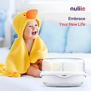 Nuliie Microwave Steam Box, Working 6 Bottles in 2 mins, Bottle Microwave Steam Box for Babies with a Clamp, Green