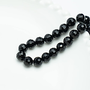 VIVP 8mm Crystal Glass Beads for Jewelry Making,Jet Black Faceted Round Glass Beads for Crafts Bracelet,Crystal Spacer Beads for Jewelry Making DIY Necklace Bracelet Earring（70pcs）