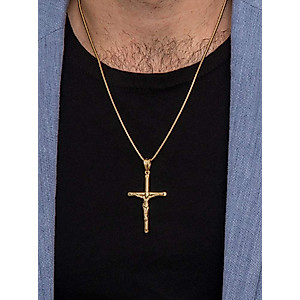 LooptyHoops Extra-Large 14k Yellow Gold Extra Large Crucifix Cross Pendant Charm, (57mm)