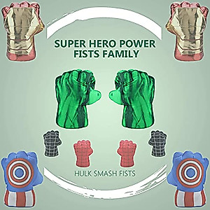 Toydaze Incredible Smash Fists Punching Gloves Plush Hands Stuffed Pillow Handwear, Kids Cosplay Costumes Gloves, Superhero Toys for Boys, Toddlers, Birthday, Halloween, Green