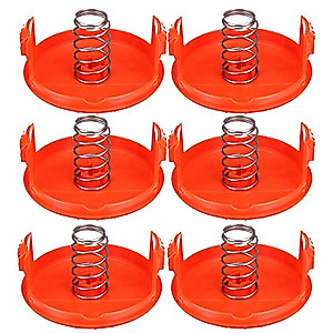 Trimmer Replacement Spool Cap - Replace RC-100-P, RC100P, 385022-03 - Compatible with Black and Decker - Weed Eater Cover - Weed Wacker Caps - Grass Trimmer Parts (6 Cap, 6 Spring) by BOOTOP