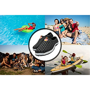 Women's Water Shoes Easy Care Non-Slip Vented Shoes for Beach and Pool by Shore Point (Black, US Footwear Size System, Adult, Women, Numeric, Medium, 9)