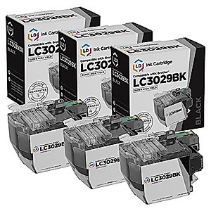 LD Compatible Ink Cartridge Replacement for Brother LC3029BK Super High Yield (Black, 3-Pack)