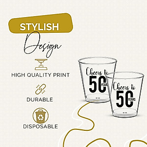 Cheers To 50 years Shot Glasses 100 PCS – 50th Birthday Shot Glasses Disposable 2oz, 50th Birthday Decorations For Men, 50th Birthday Cups Plastic, Perfect For 50th Birthday Party Favors
