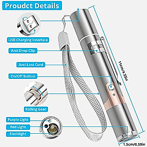 EAWONGEE Cat Interactive Toys for Indoor Cats Dogs, Multi-Mode Pet Kitten Red Light Pen Toys, USB Rechargeable Cat Mouse Toys Wand Light for Outdoor Cat Playing Training Chasing