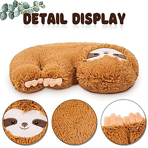 AmyToo Plush Sloth Pillow 16 inch Soft Sloth Plush Toy Stuffed Animal Squishy Neck Pillow Hugging Sloth Room Decoration Birthday Gifts for Toddlers