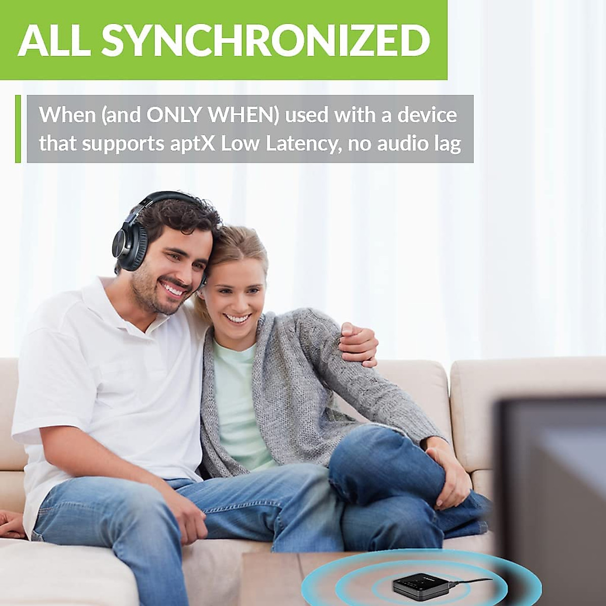 Avantree Audikast Plus Bluetooth 5.0 Transmitter for TV with Volume Control, aptX Low Latency Audio Adapter for 2 Headphones (Optical, AUX, RCA, USB), Class 1 Long Range 100ft - No Receiver Mode