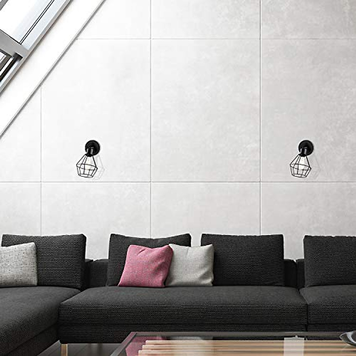 Globe Electric 65291 1-Light Plug-in or Hardwire Industrial Cage Wall Sconce, Matte Black Finish, On/Off Rotary Switch, 6ft Clear Cord, Wall Lights for Bedroom Plug in, Kitchen Sconces Wall Lighting