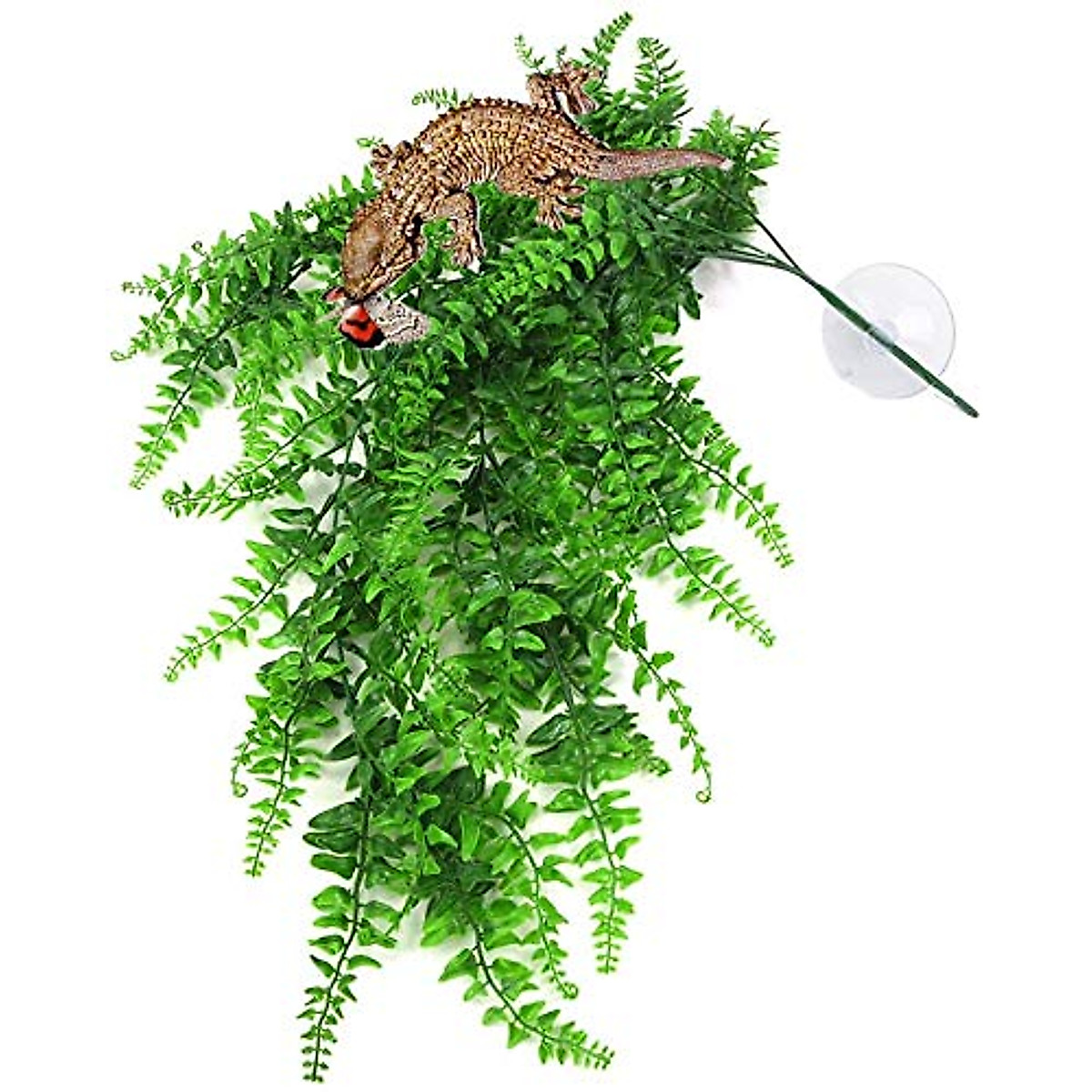 PINVNBY Reptile Plants Hanging Fake Vines Boston Climbing Terrarium Plant with Suction Cup for Bearded Dragons Lizards Geckos Snake Pets Hermit Crab and Tank Habitat Decorations (4 Pack)