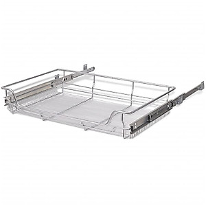 Tidyard Set of 2 Pull-Out Wire Baskets Sliding Storage Racks Steel Slide Shelf Organizer Suit for 31.5 Inch Wide for Kitchen Cabinet, Cupboard, Pantry, Bathroom Cabinet