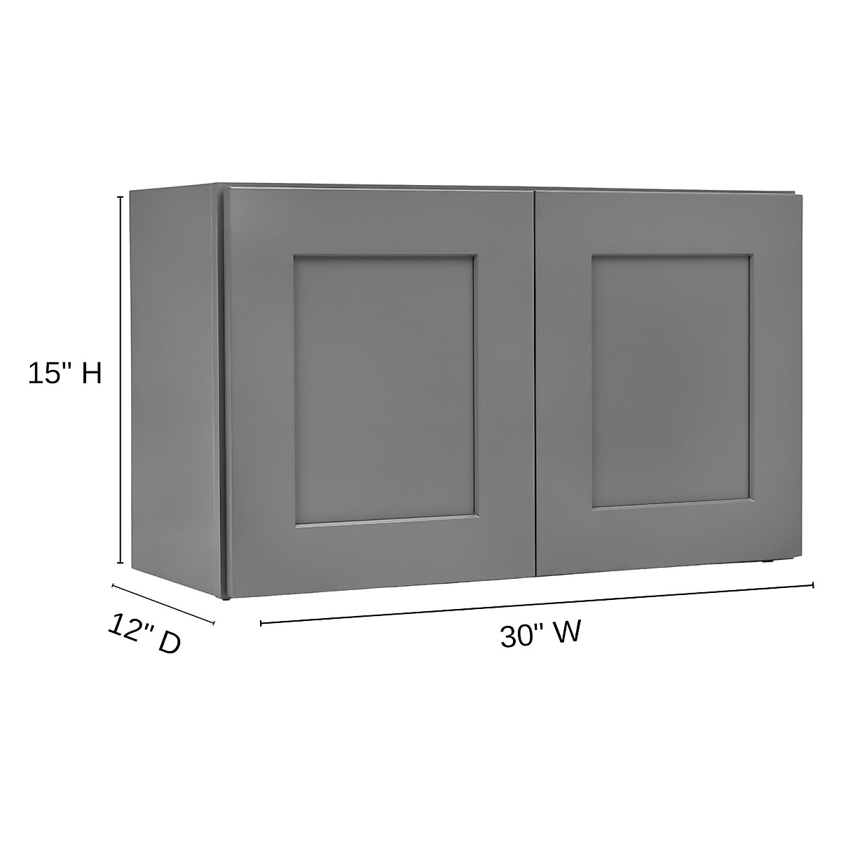 ONESTOCK Gray Shaker Wall Cabinet - Ready to Assemble, Perfect for Kitchen, Laundry, Garage or Bathroom Storage - 30" W x 15" H x 12" D