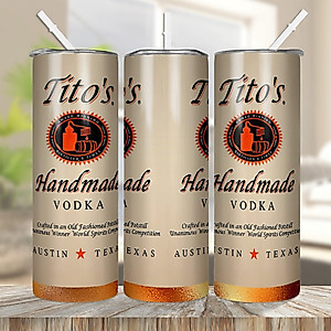 ROONMKUU Vodka Straight Tumbler With Lid And Straw, 20oz Stainless Steel Water Bottle, Vacuum Insulated Water Cups, Summer Winter Drinkware, Outdoor Travel Accessories