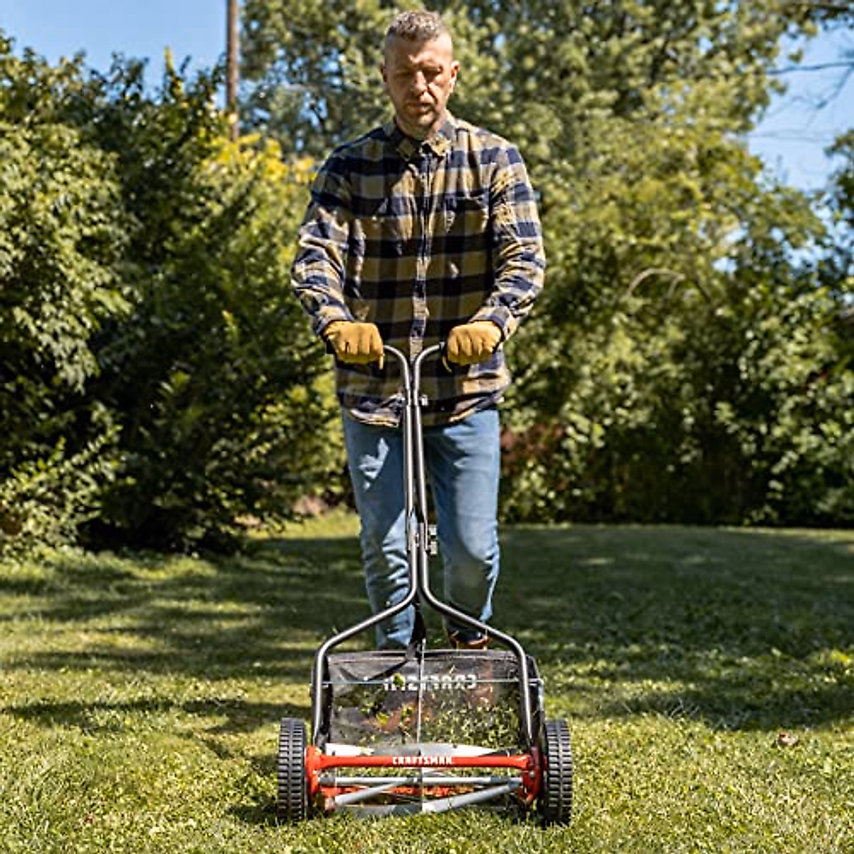 Craftsman 304-14CR 14-Inch 5-Blade Push Reel Lawn Mower with Grass Catcher, Red