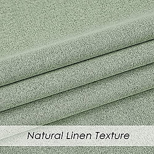 Melodieux Linen Green Blackout Curtains 84 Inches Long for Bedroom, Living Room Darkening Thermal Insulated Farmhouse Burlap Grommet Drapes, 42 x 84 Inch, 2 Panels