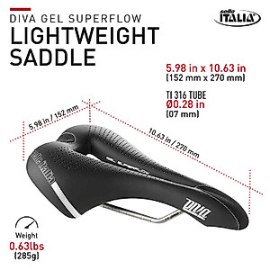 Selle Italia, Diva Gel Superflow, L, MTB and Road Bike Saddle, 270 x 152mm, Women, 285g