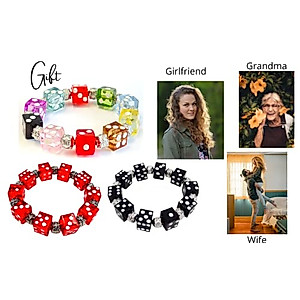 Dice Bracelet, Casino Bracelet For Women, Bunco Bracelet Gift, Plastic Beaded Bracelet Multi Color 1 pc