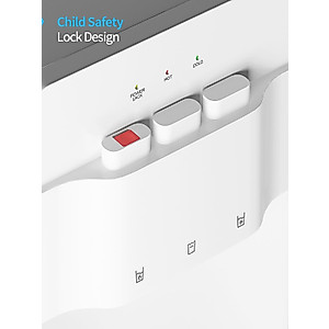 TABU Bottom Loading Water Cooler Dispenser of 3 Temperature Settings - Hot, Cold, Room Water, for 3 or 5 Gallon Bottles, with Child Safety Lock& Anti-Scalding Design, (White)