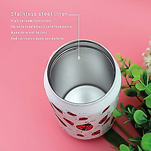 14oz Stainless Steel Tumbler with Lid & Straw-Double Wall Vacuum Insulated Travel Mug,Insect Theme Red Ladybugs Pattern Water Bottle Coffee Beverage Drinks Cup for Adults Kids