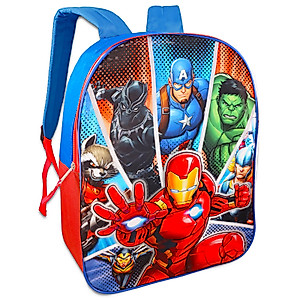 Marvel Avengers Backpack and Lunch Box Set for Kids - Bundle with Superhero Backpack and Lunch Bag Plus Spiderman Stickers and More (Superhero Backpacks for Boys)