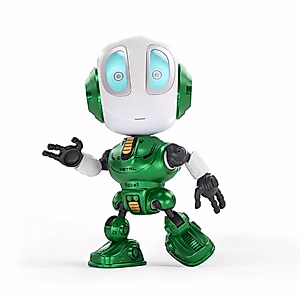 BROADREAM Stocking Stuffers, Robot Kids Toys, Mini Robot Talking Toys for Boys Girls Travel Toys Help Kids Talking for Christmas Stocking Stuffers, LED Lights and Interactive Voice Changer (Green)