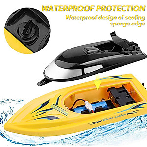 2 Pack RC Boat Remote Control Boats for Pools and Lakes for Kids and Adults, 10 kmH 2.4 GHz RC Boat for Boys 4-7 8-12 Years with 4 Rechargeable Batteries