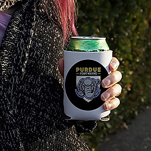 Purdue University - Fort Wayne Primary Logo Can Cooler - Drink Sleeve Hugger Collapsible Insulator - Beverage Insulated Holder