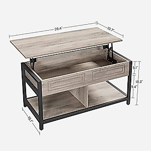 VASAGLE Coffee Table, 19.7 in x 39.4 in x 24.4 in, Greige