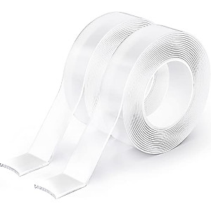 EZlifego Double Sided Tape Heavy Duty(Extra Large, Pack of 2, Total 33FT), Removable Clear & Tough Mounting Tape Sticky Adhesive, Reusable Strong Wall Tape Picture Hanging Strips Poster Carpet Tape