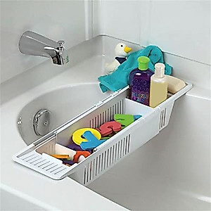 LIUYUNQI Bathtub Caddy Tray Plastic Basket Shelf Rack Bath Organizer Multifunction Bathroom Retractable Storage