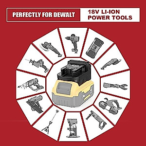 Battery Adapter for Dewalt to for Miwaulkee Battery, Battery Converters with USB/Type-C Charger Port, Convert for DeWalt 18V/20V Max Battery to for Milwaukee 18V Battery Cordless Power Tools Usage